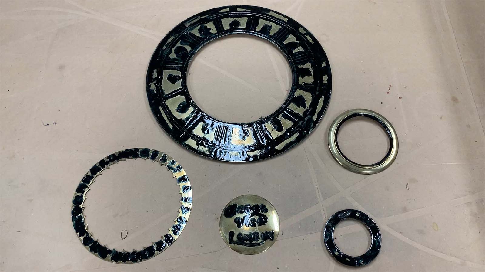 Dial silvering - restoring an antique brass clock dial